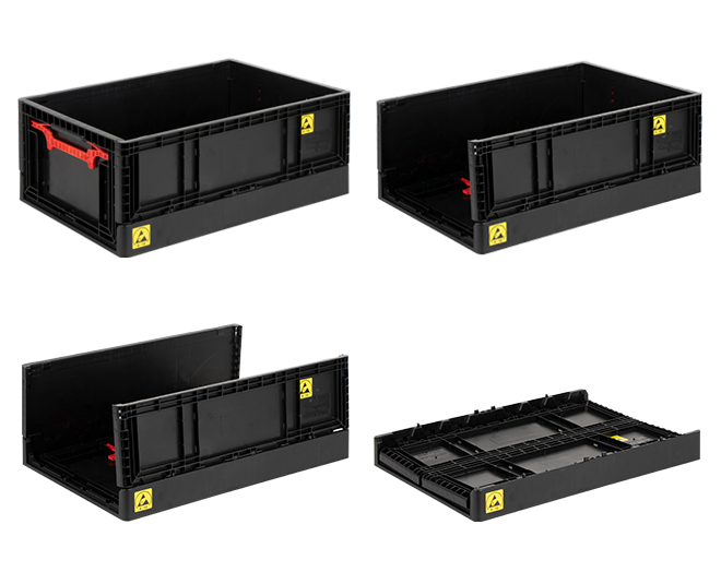 ESD Conductive Products - KX-4629 ESD Foldable crate - Hipaş Plastic