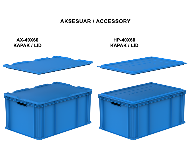 Plastik Kasalar - HP-2804 400 x 600 mm Kapalı kasalar - Hipaş Plastik